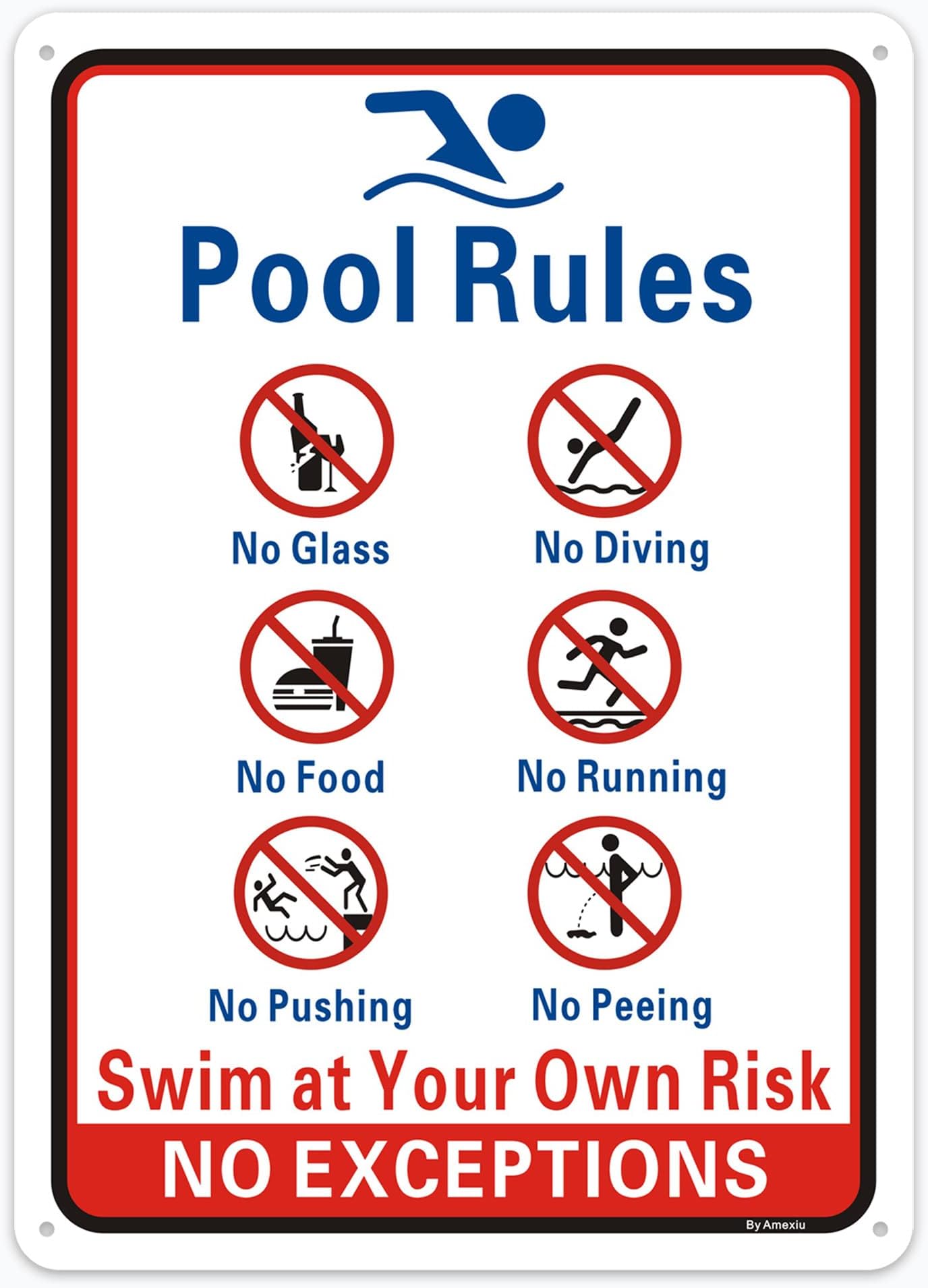 Amazon.com : National Stock Sign SW-2 Commercial Pool Rules Sign, 18 by ...
