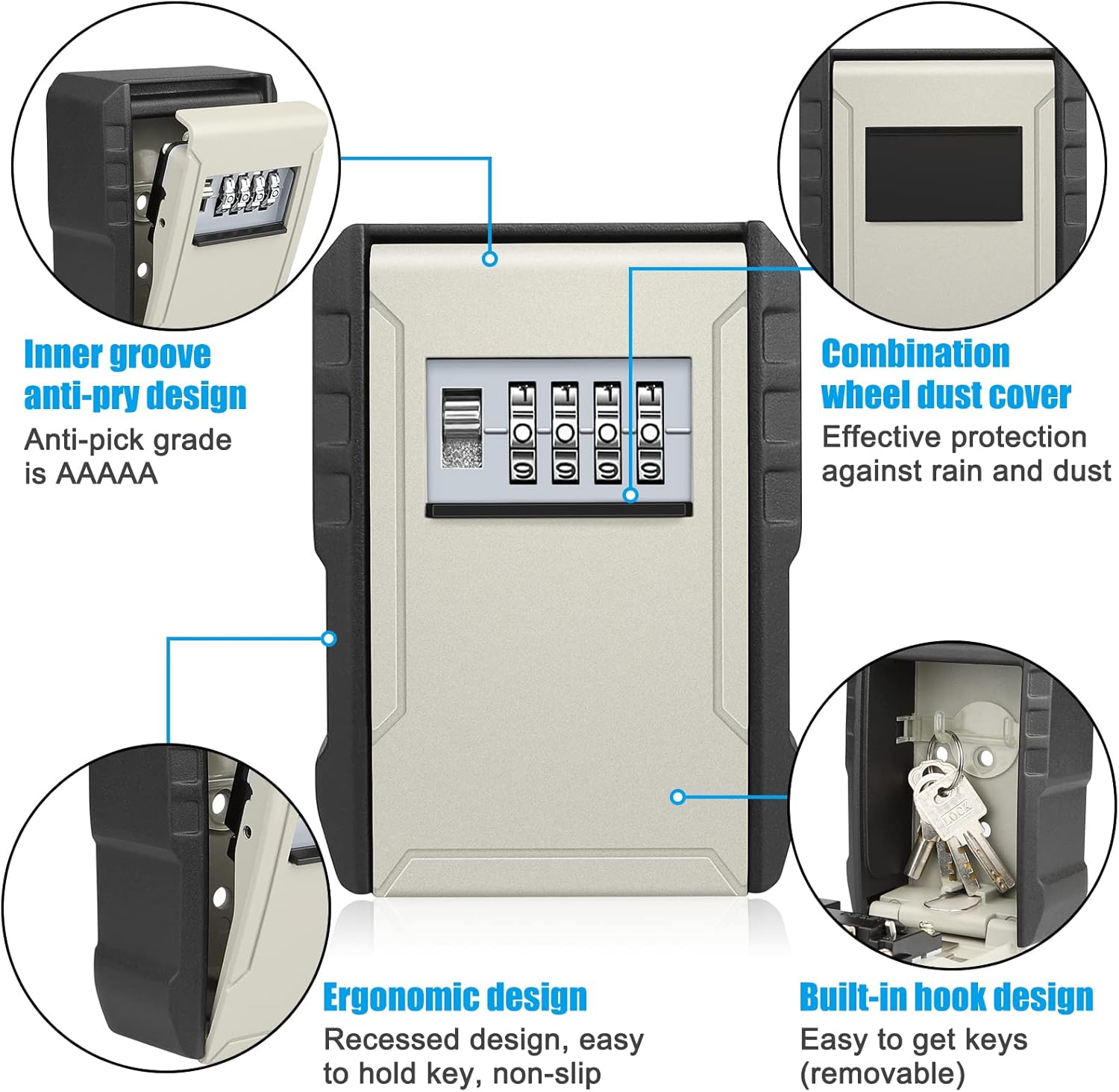 Key Safe, [Built-in Hook] [Wall Mounted] Diyife Large Heavy Duty Key ...