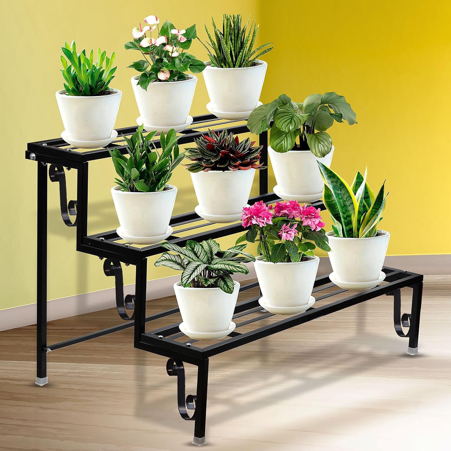 STANDARD PLANTS-Premium Planter 3 Steps Metal Planter Stand for Balcony ...