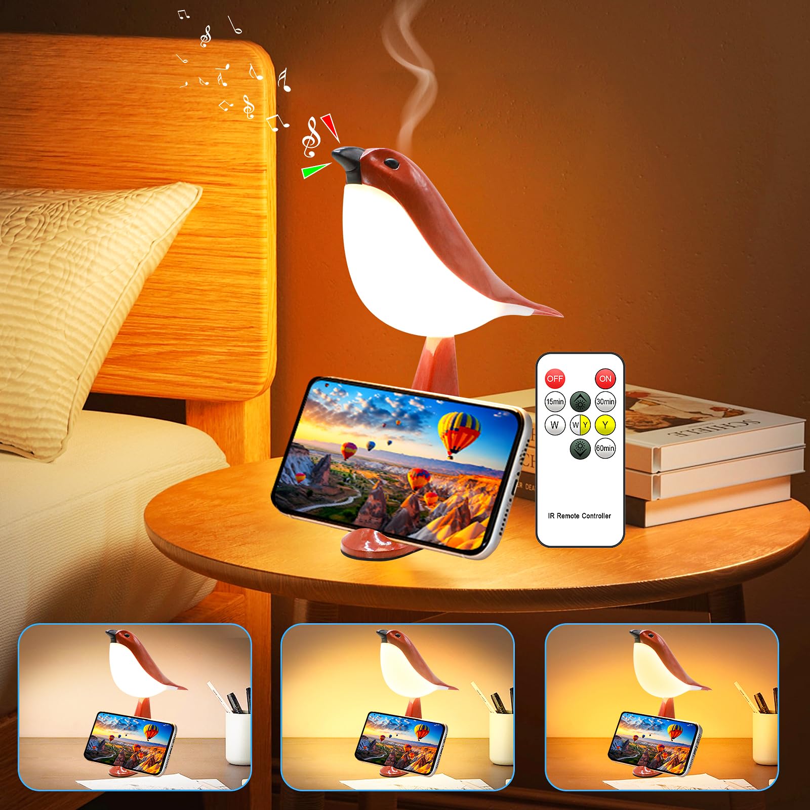 Small Desk Lamp, Small Bird Table Lamp,2600mAh Rechargeable Cordless ...