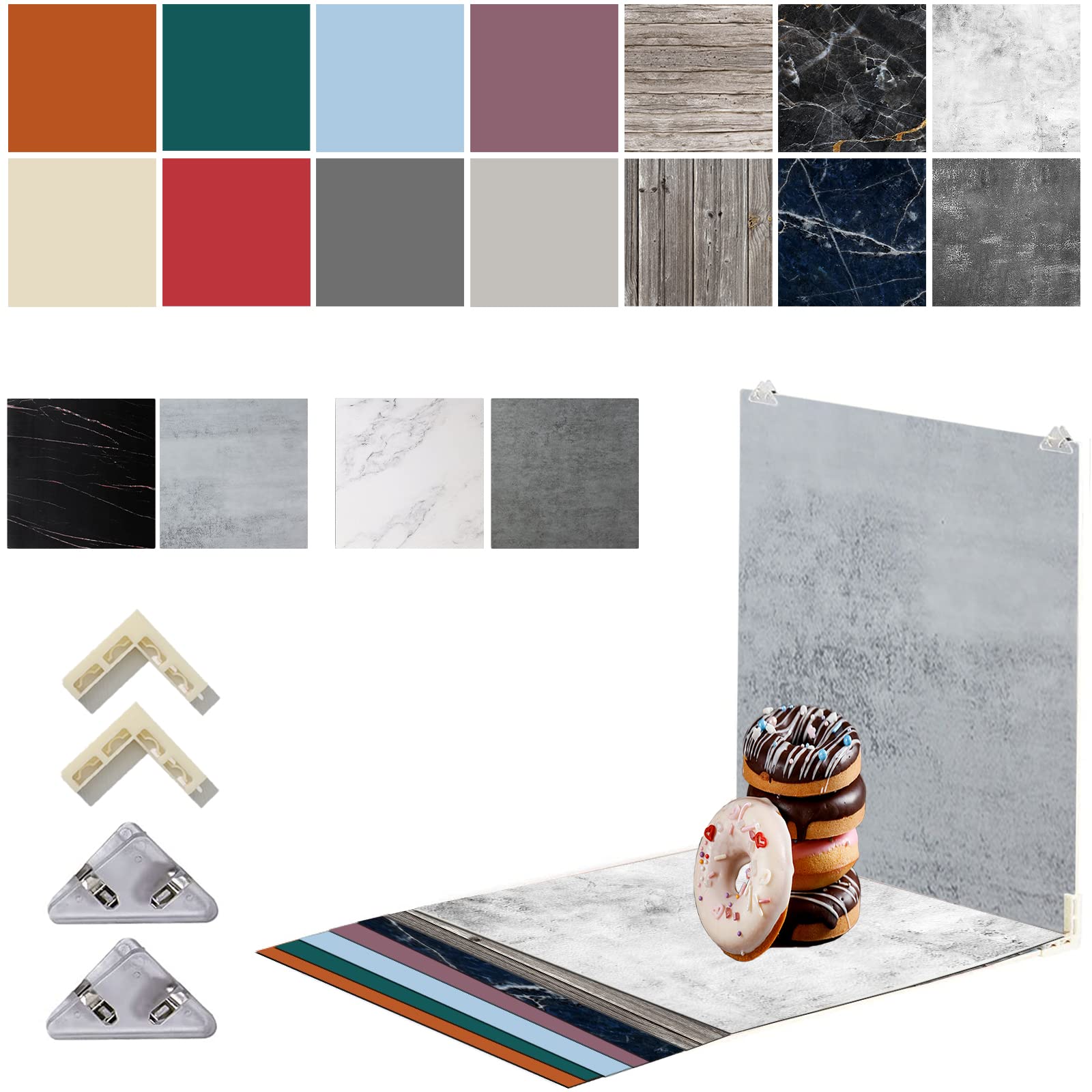 iProTech 9PCS 18Patterns Big 24x24IN Product Photography Background ...