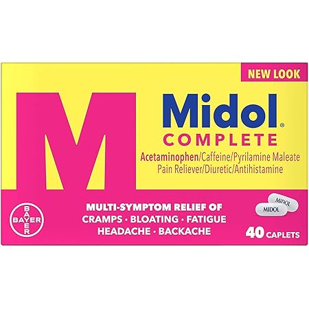 Amazon.com: Midol Complete Caffeine Free Menstrual Pain Relief Caplets ...