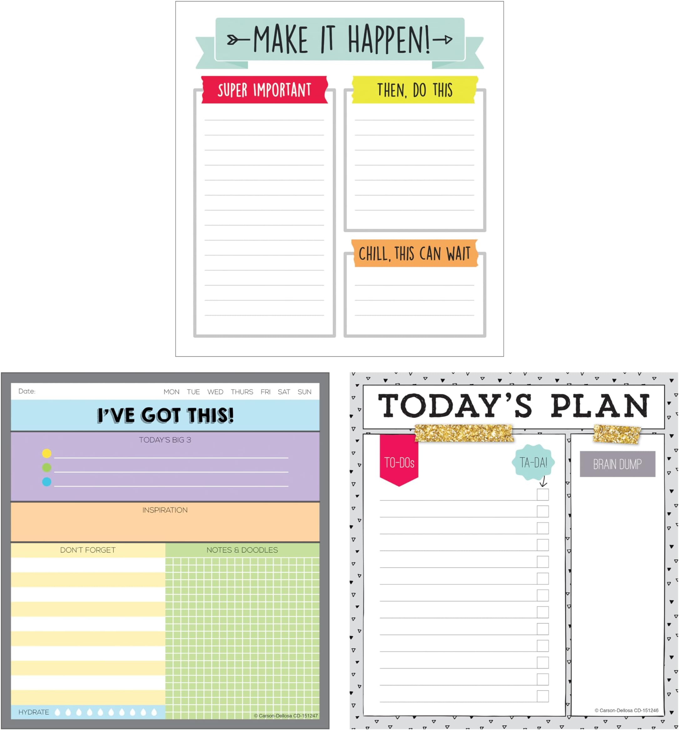 Amazon.com: Carson Dellosa 3-Pack Notepad Set, 5.75" x 6.25" Small ...