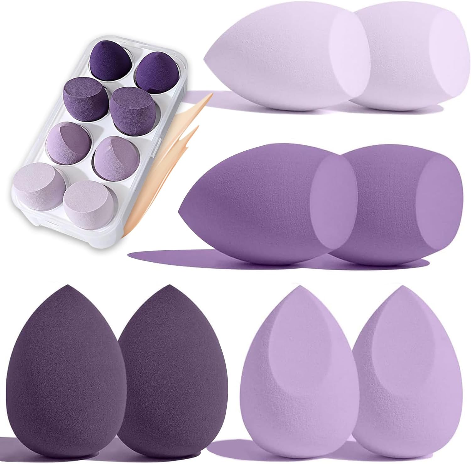 8 Piezas Esponja Maquillaje,3 Formas Disponibles, Esponja de Belleza Se ...