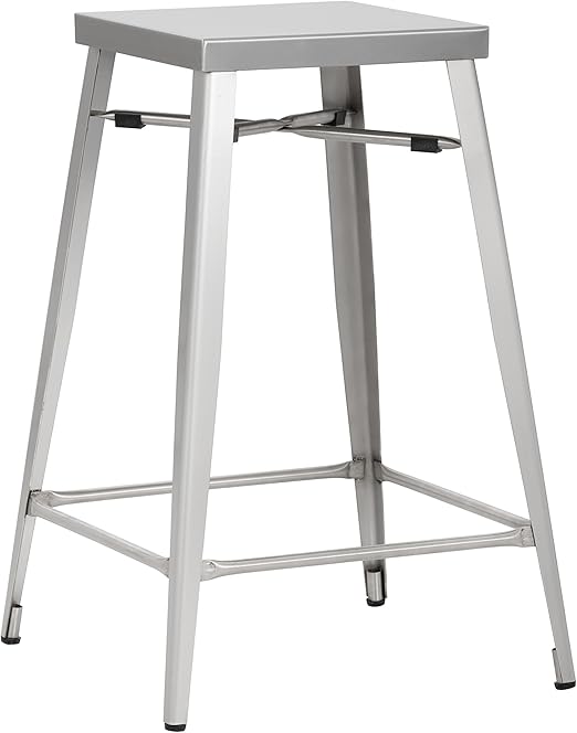 Amazon.com: Sunpan Modern Aaron Stainless Steel Counter Stool, Set of 2 ...