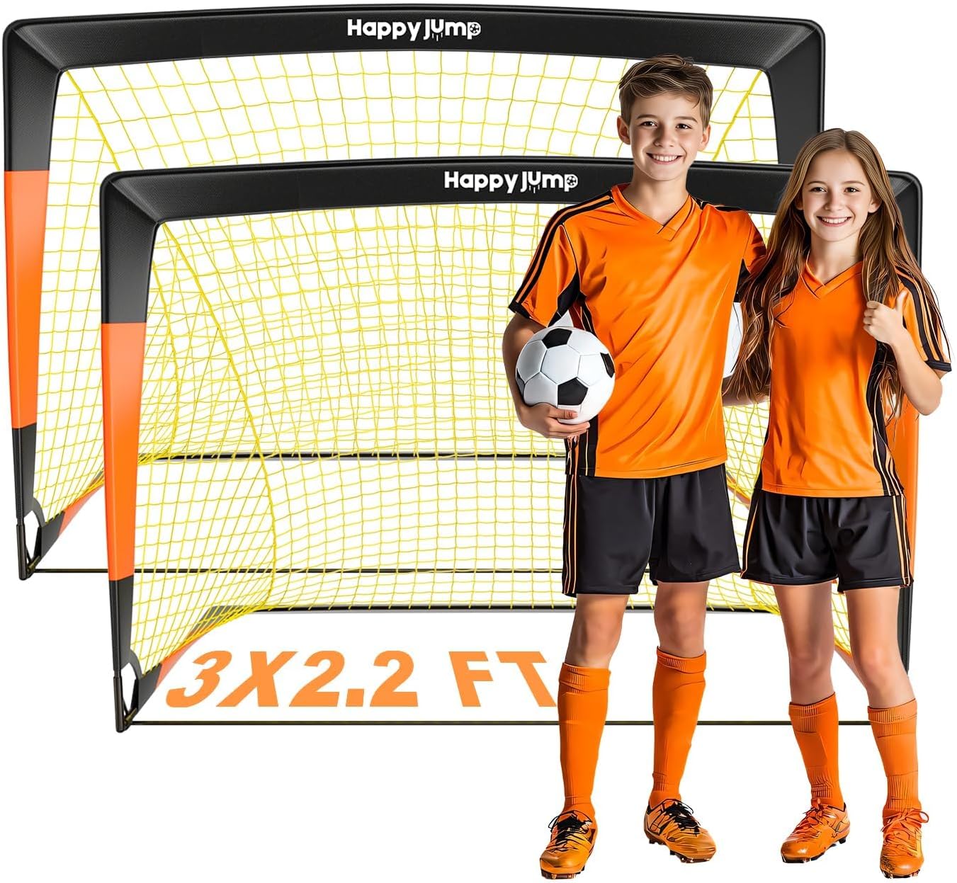 Amazon.com : Happy Jump Soccer Goal, 3x2.2 FT, Orange, Portable Soccer ...