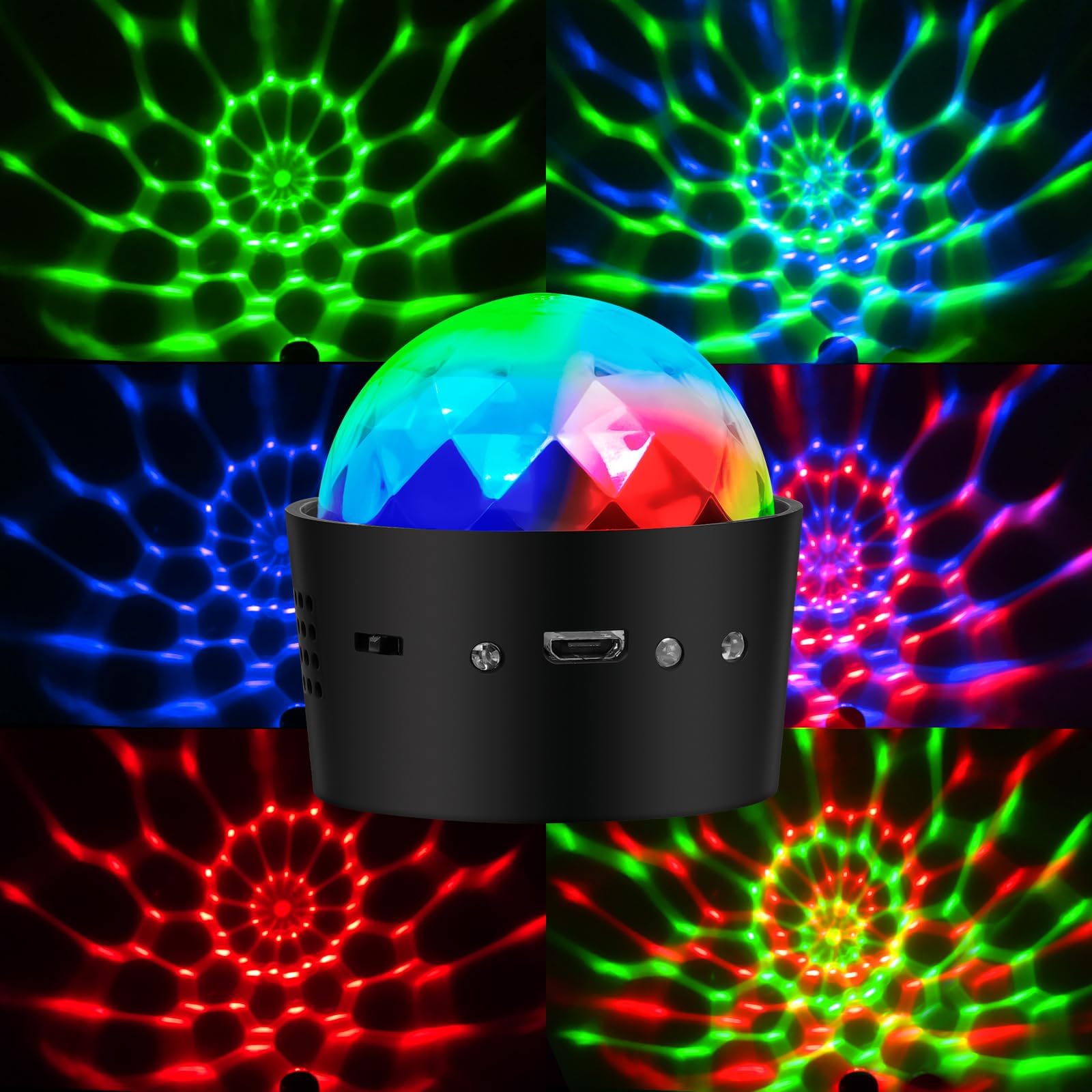 Mini Discokugel, DJ USB Stimme Steuerung Disco Party Lichter Blitzlicht ...