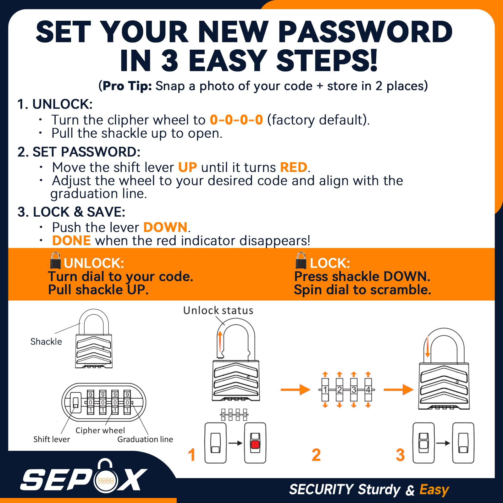 Snapklik.com : 10PCS 2.2" Heavy Duty Weatherproof Combination Padlock ...
