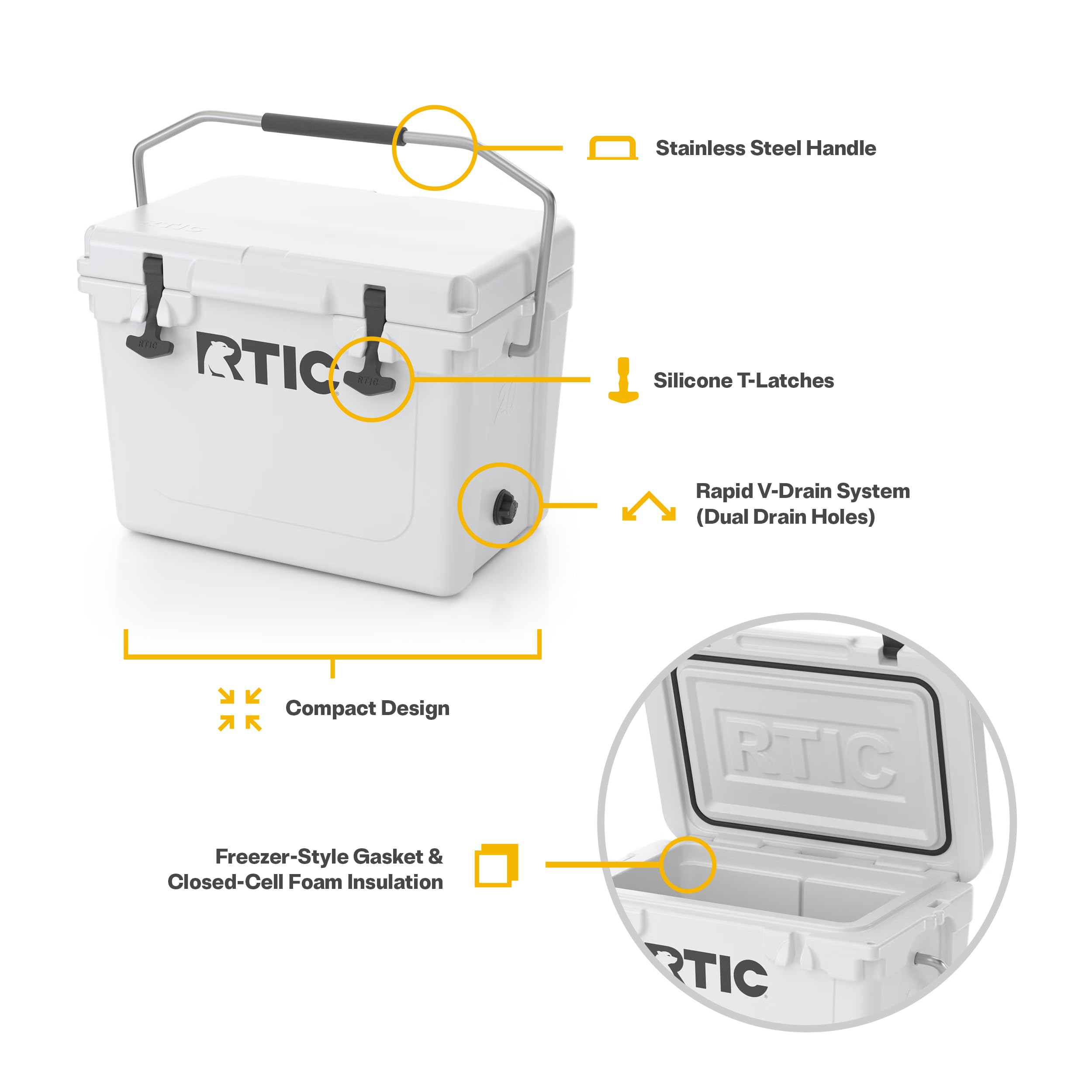 Snapklik.com : RTIC 20 QT Ultra-Tough Cooler Hard Insulated Portable ...