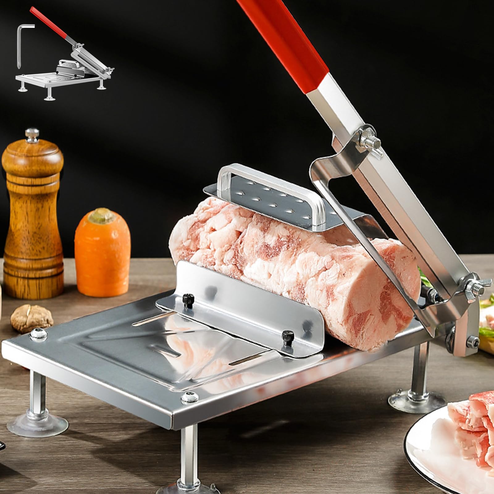 Frozen Meat Slicer Stainless Steel Meat Cutter Adjustable Slicing ...