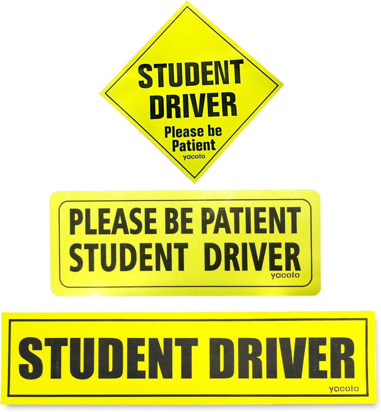 Amazon.com: Set of 3 Reflective Student Driver Magnets for Car - Safety ...
