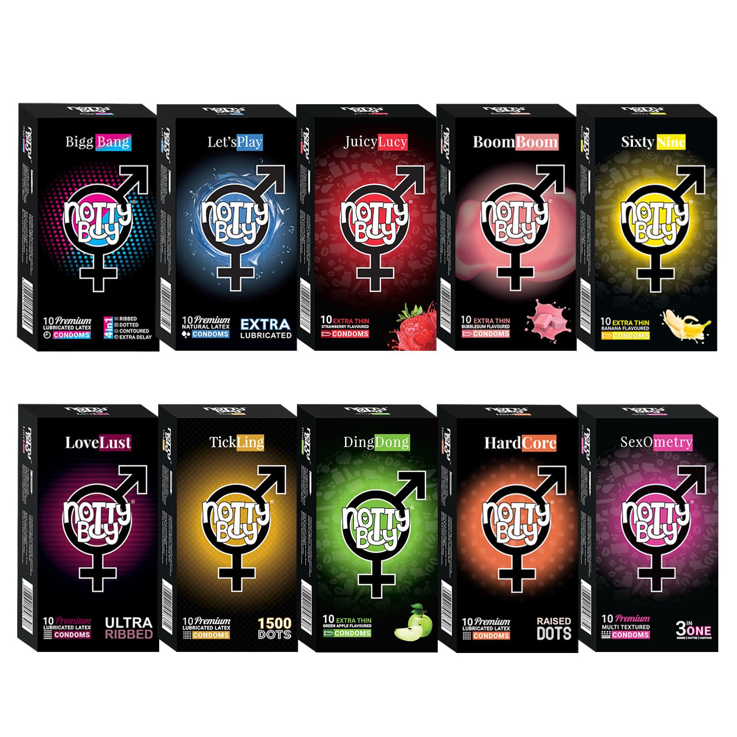 Buy NOTTY BOY Mixed Surprise Fruit Flavoured Combo Pack - 4IN 1 and 3IN 1, Big Dots, Long Time ...