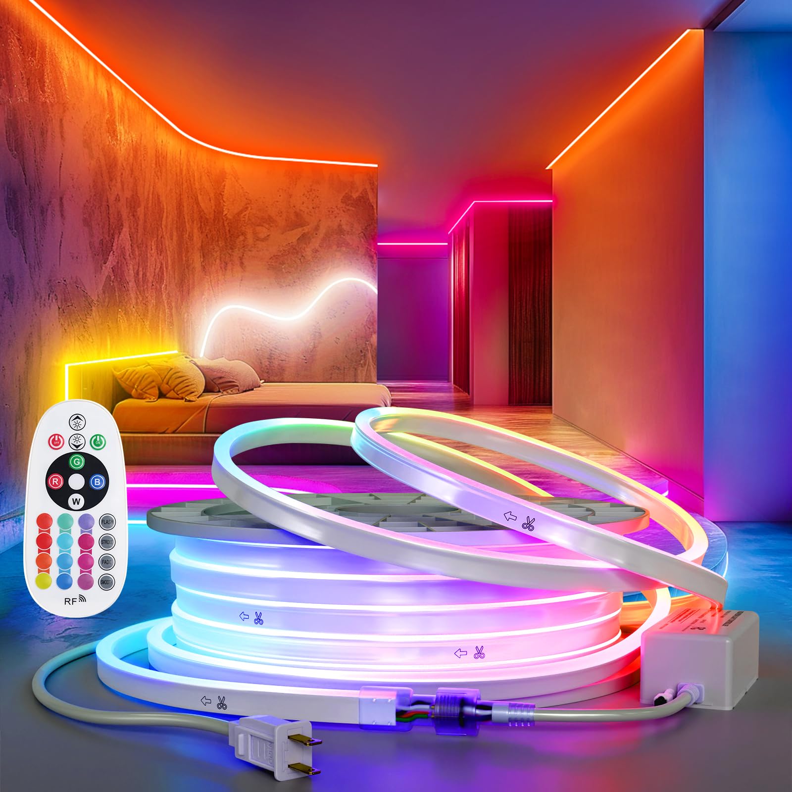 Amazon.com: HRGXYUN 65ft RGB Led Neon Rope Light, IP65 Waterproof Led ...