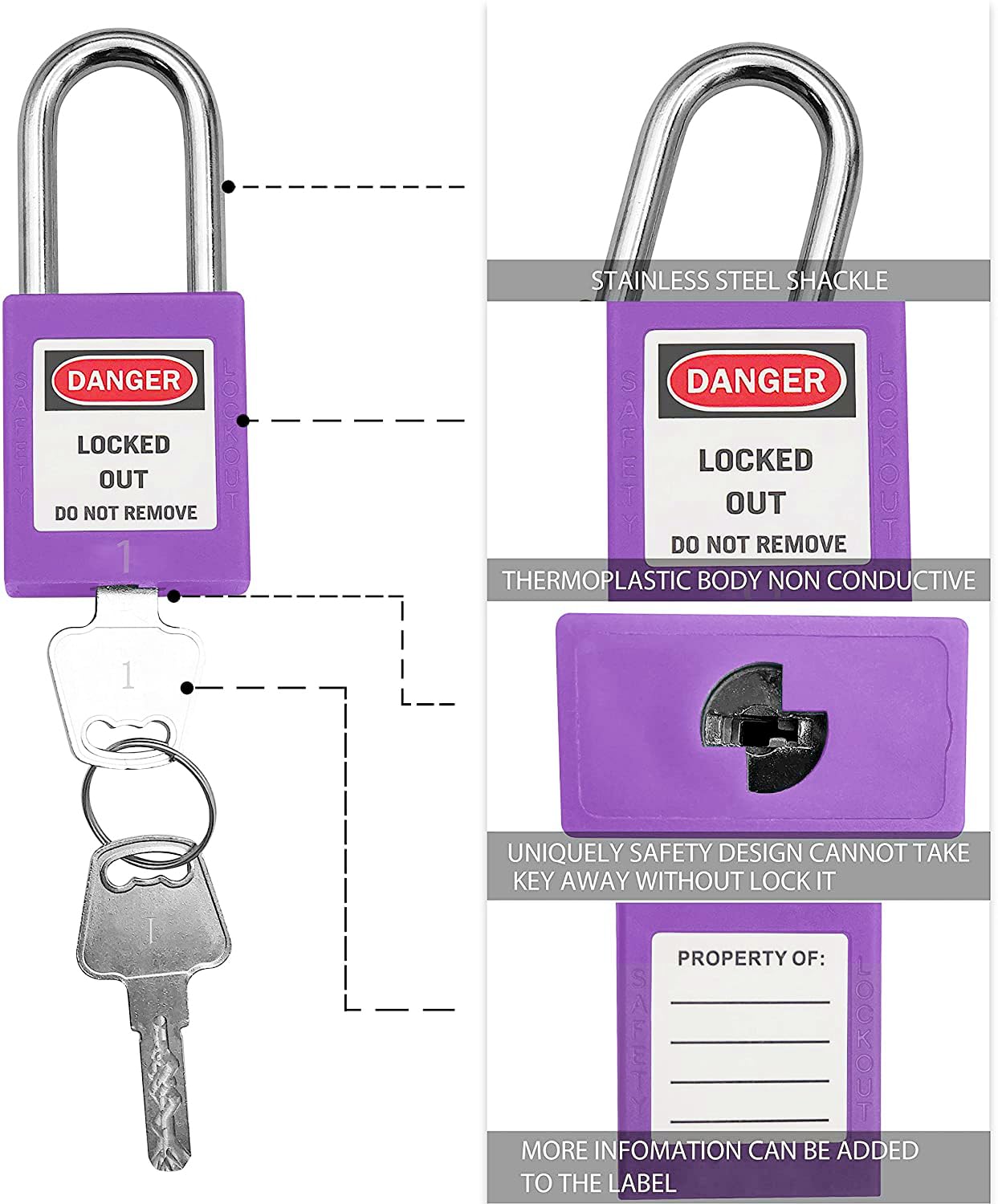 Snapklik.com : SAFBY Lockout Tagout Locks, Safety Padlock, Keyed ...