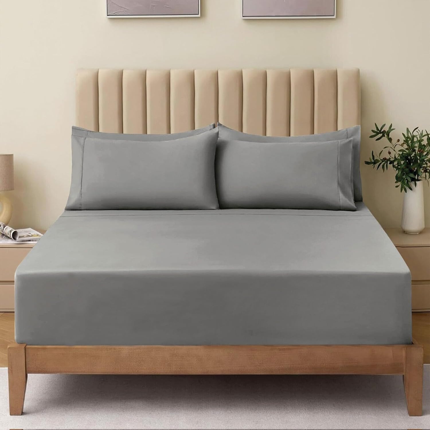 Hotel Comfort Single Fitted Sheet Set/2 Pieces 2000TC Ultra Soft ...