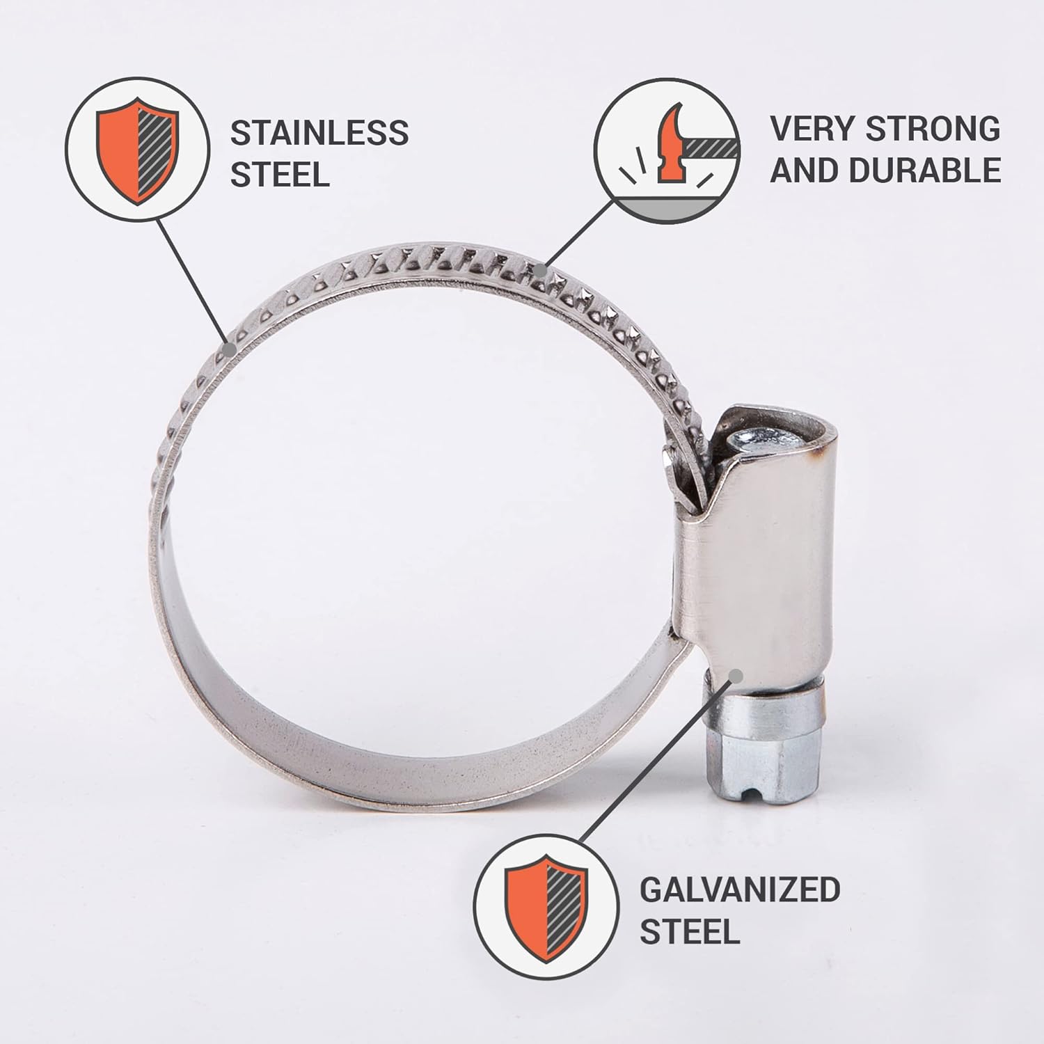 SKIR’CO (Pack of 10 pcs) Stainless Steel Adjustable Hose Clamps 20-32 ...