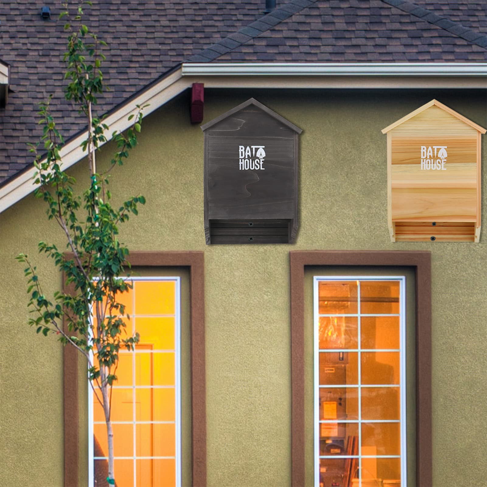 Bat House for Outdoors,Double Chamber Cedar Bat Shelter, Convenient for ...