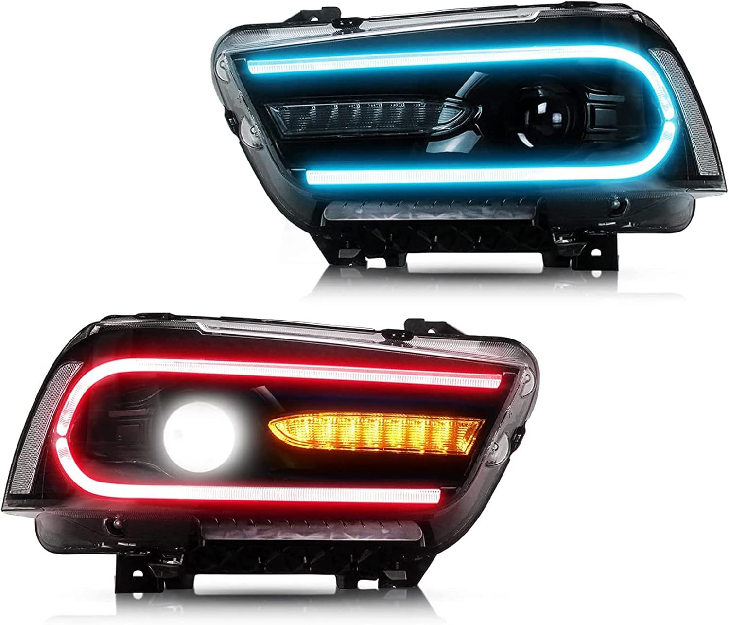 Buy MOSTPLUS RGB LED Dual Beam Color Change Lamps Projector Headlights ...