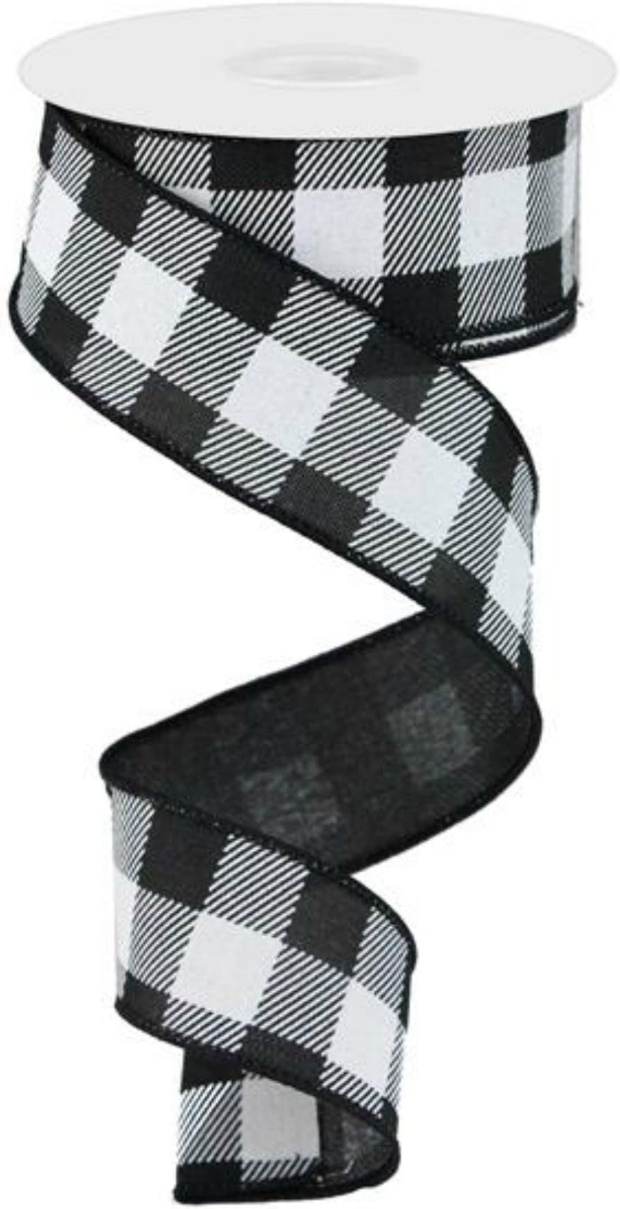 Amazon.com: 1.5" Black and White Checked Plaid Ribbon - Craig Bachman ...