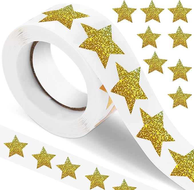 Amazon.com: 500 Pcs Gold Foil Star Stickers 1 Inch Holographic Five ...