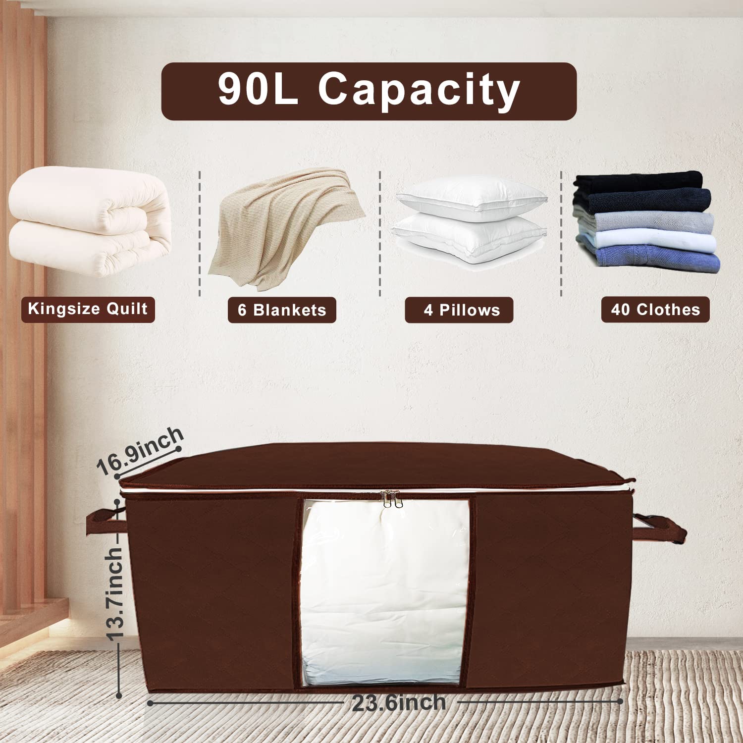 Ragestor ppliessu 90L large clothes storage container closet organizer ...