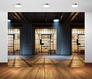 Amazon.com : BELECO 15x10ft Fabric Jail Prison Cell Backdrop Prison ...