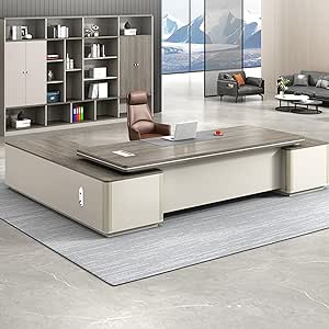 Amazon.com: LSIGHTUS Modern L Shaped Executive Office Desk with Shelves ...