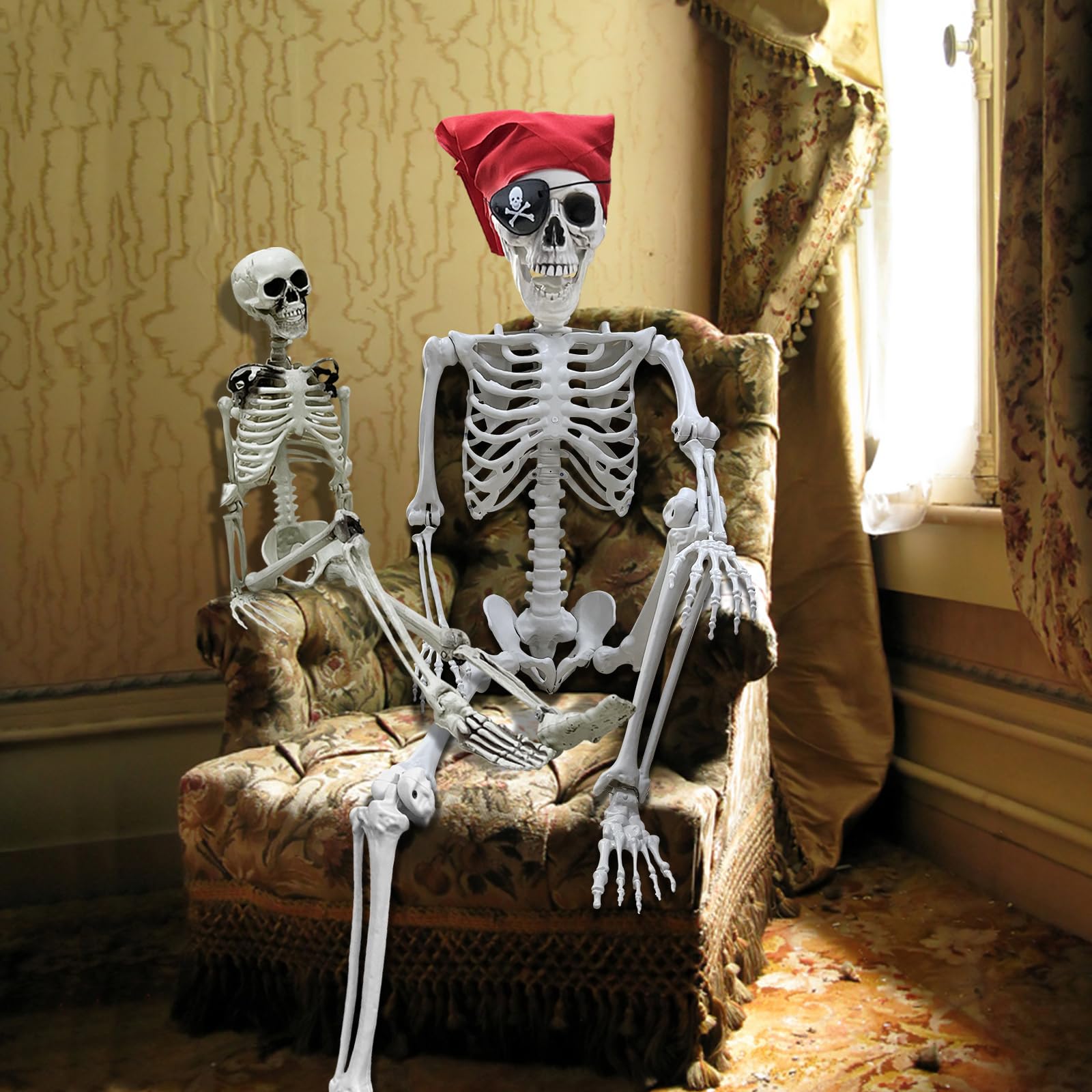 IDMOP 5.4ft/165cm Halloween Skeleton - Life Size Skeleton Full Body ...