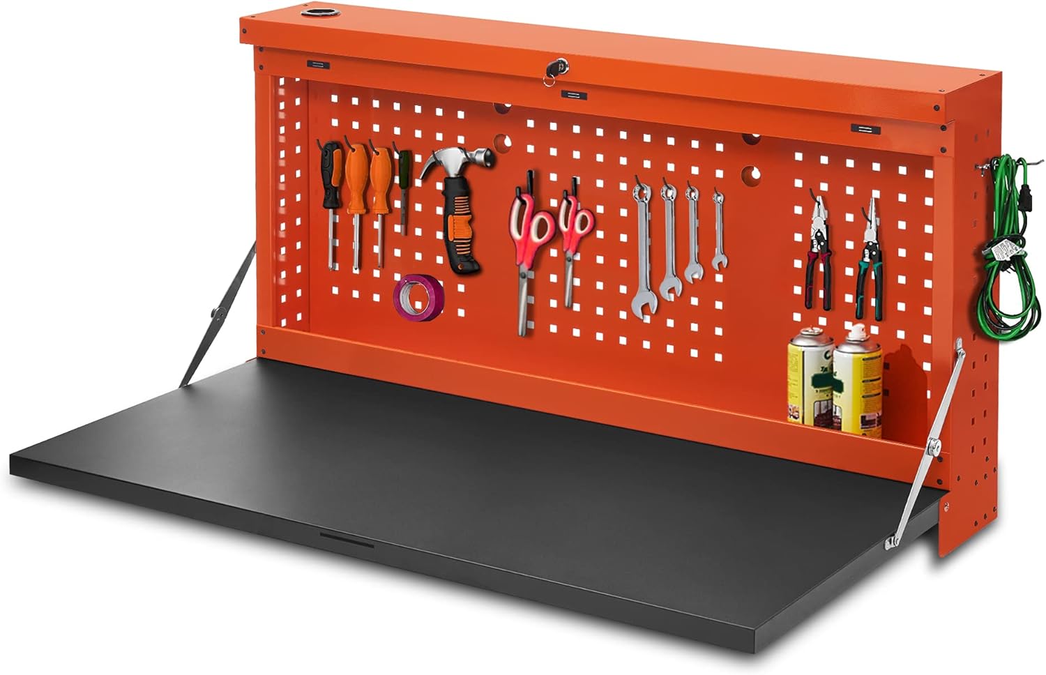 MCombo Metal Wall Mounted Workbench for Garage, Folding Worktable with ...