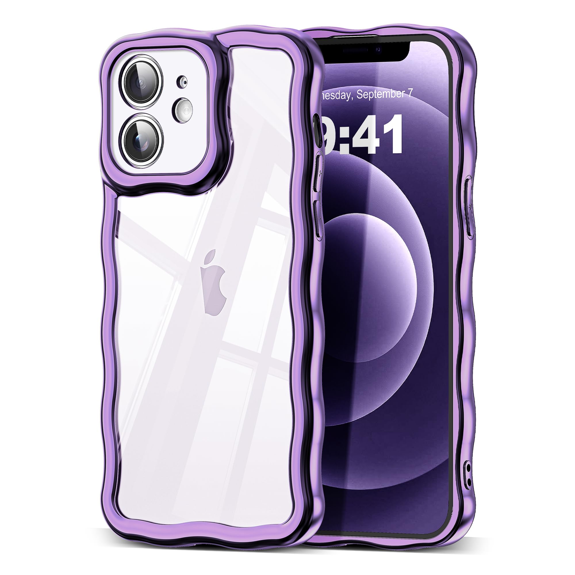 Amazon.com: XIEWE for iPhone 12 Case 6.1",Kawaii Cute Curly Wave Frame ...