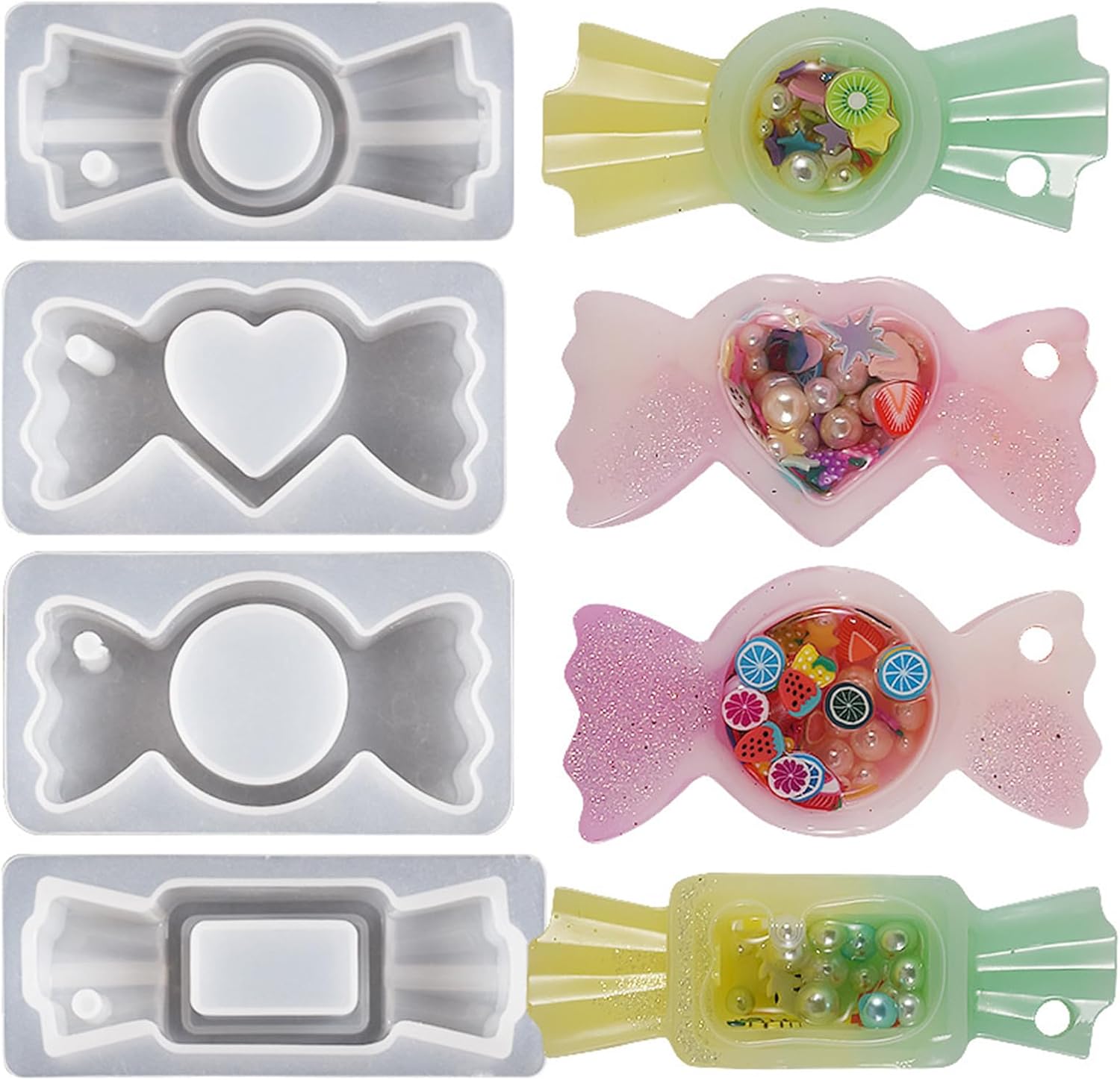 Amazon.com: Mulukaya 4Pcs Candy UV Epoxy Quicksand Resin Casting Molds ...