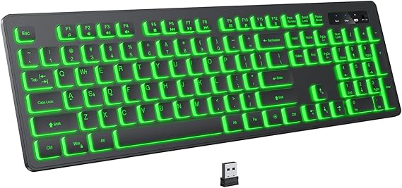 Amazon.com: KOPJIPPOM Backlit Wireless Keyboard, 2.4G Silent Wireless ...