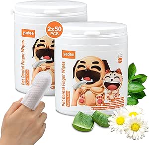 Amazon.com : yadee Dog Teeth Finger Wipes for Dogs & Cats, 100Pcs Dog Dental Cleaner Wipes for ...