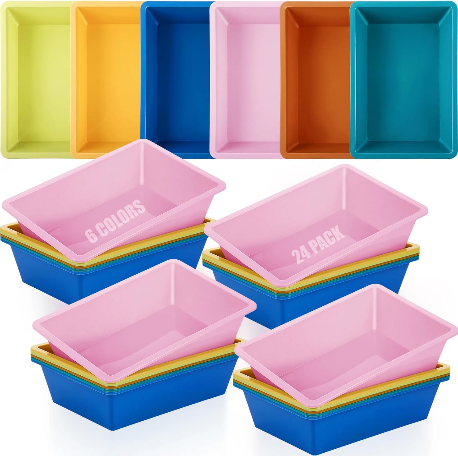 Amazon.com : Thyle 24 Pcs 12.2 x 9 x 3.3 Inch 6 Colors Plastic Flat ...