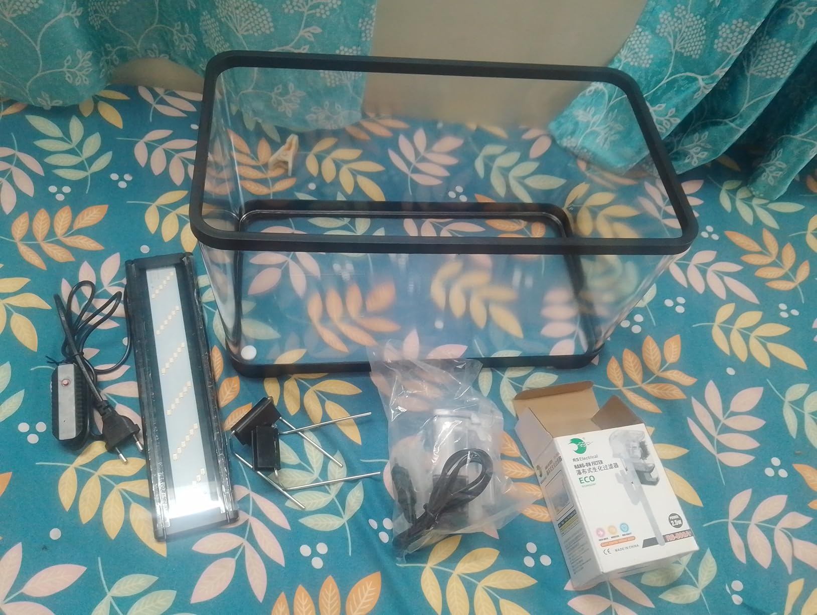 rizopets Unbreakable Curved Aquarium Fish Tank Set with Hang On Filter ...