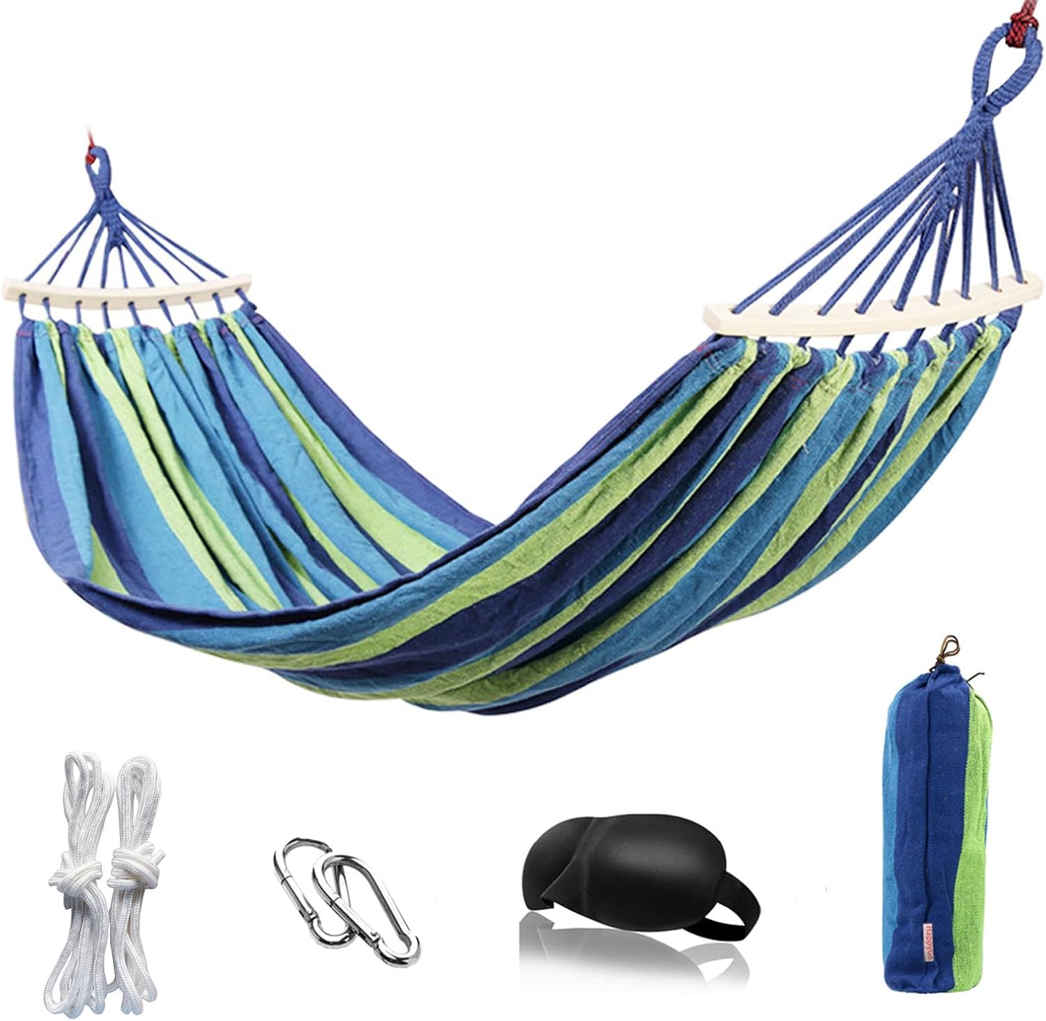 HappyGo 550lbs Camping Hammock Durable Canvas Fabric 9ft Hammock with ...