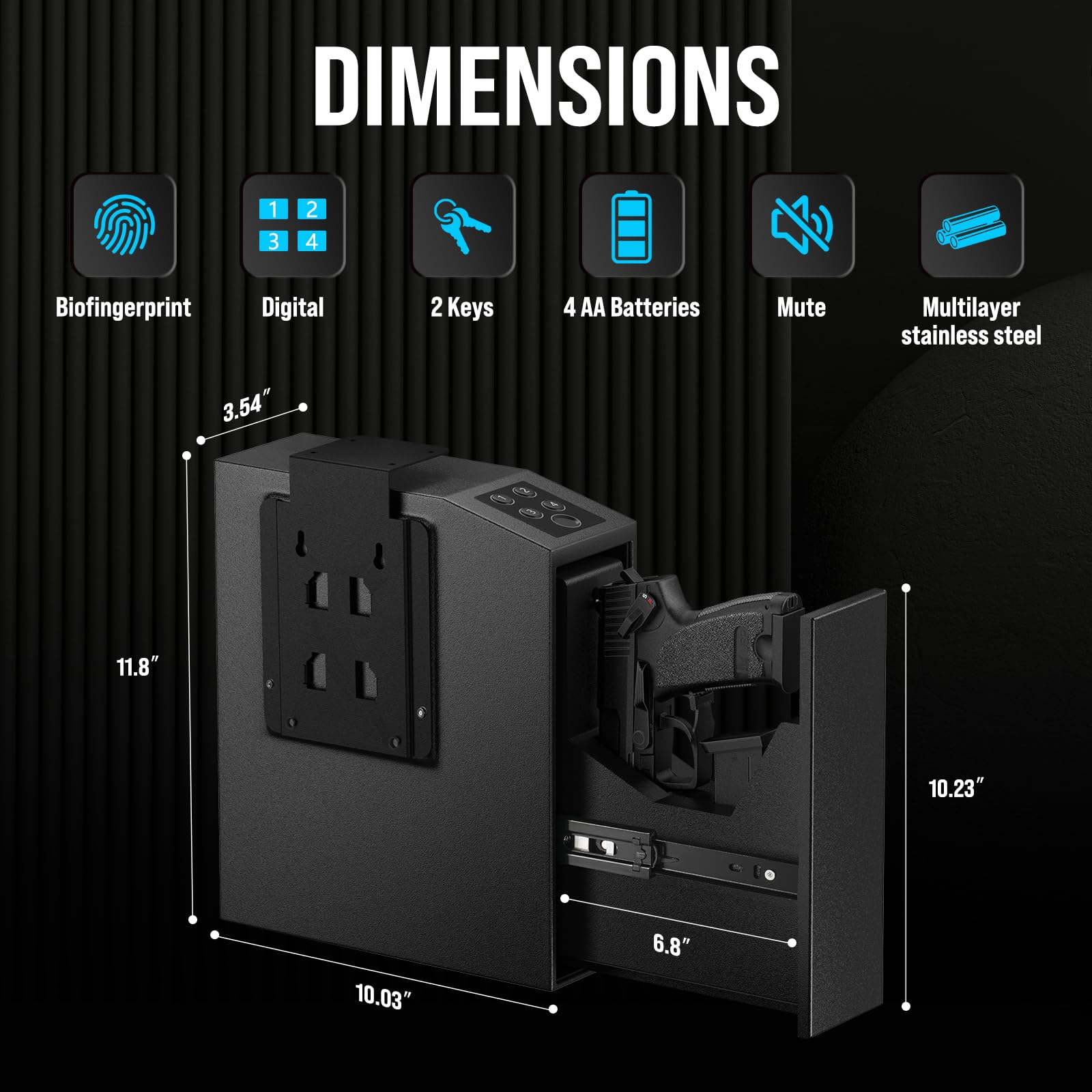 Snapklik.com : CLUTTO Biometric Slider Gun Safe For Handgun ...