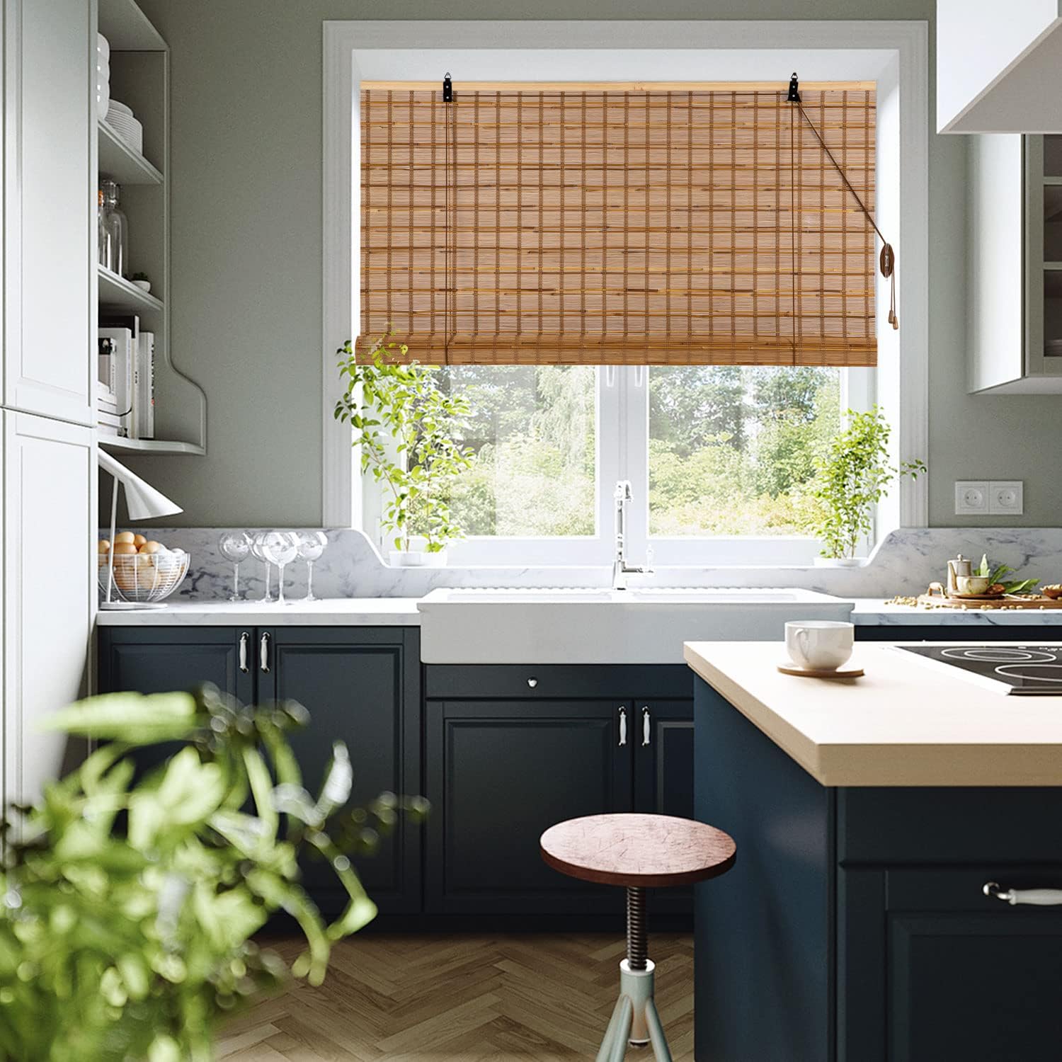 Amazon.com: Radiance Vinyl Rollup Shade 36 in. W x 72 in. H Bamboo ...