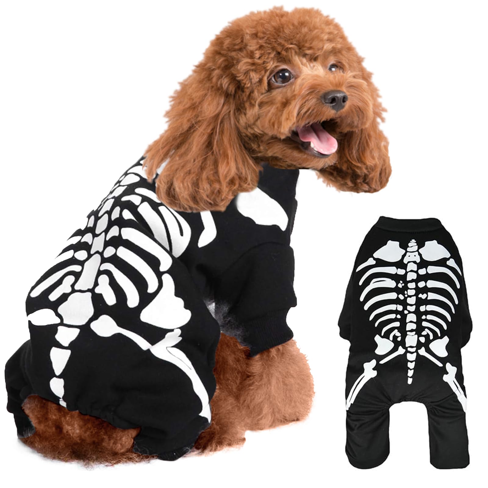 Amazon.com : Dog Jumpsuit Halloween Skeleton Costumes Clothes Pet Skull ...