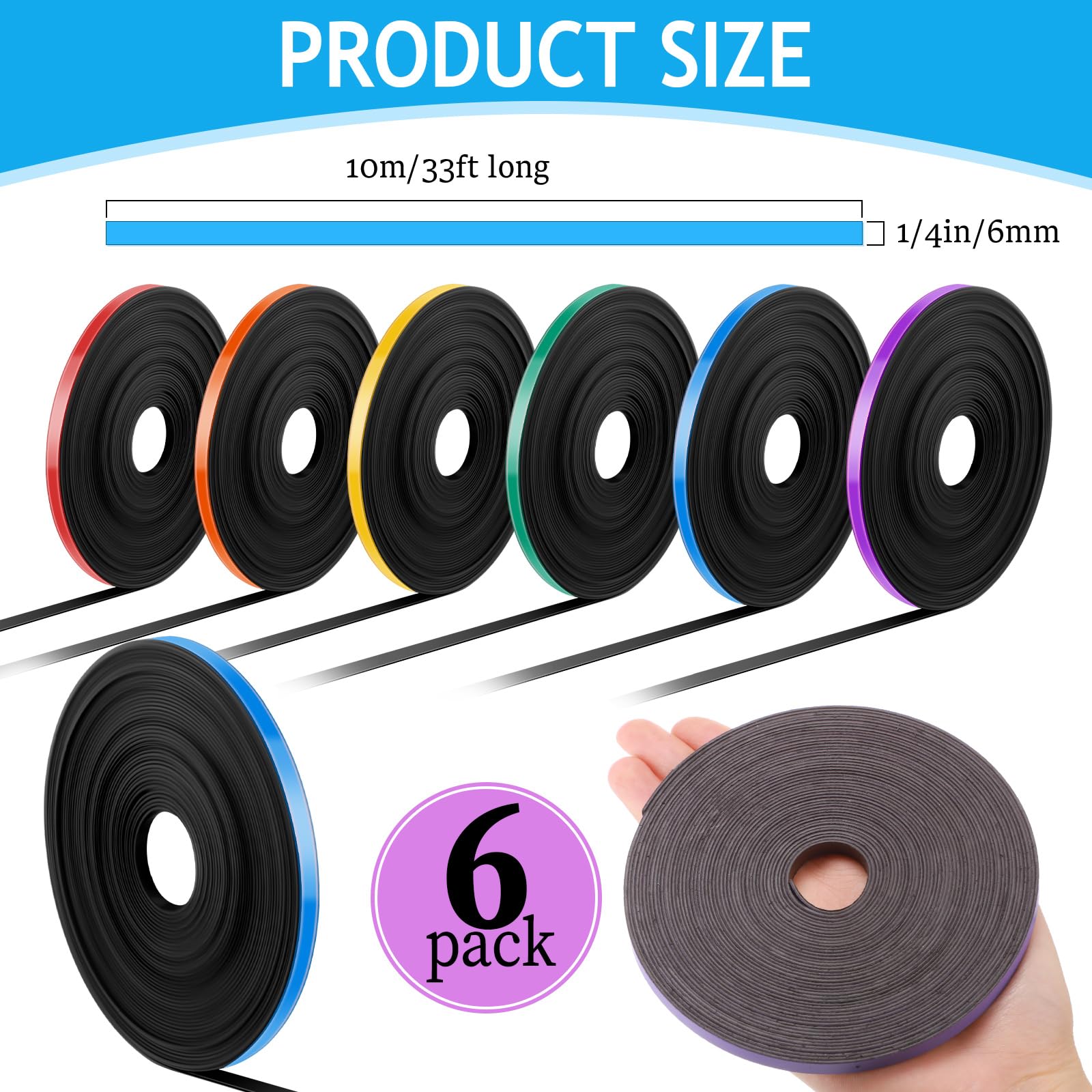 Snapklik.com : Tellegloww 6 Rolls 1/4" Magnetic Whiteboard Tape Set ...