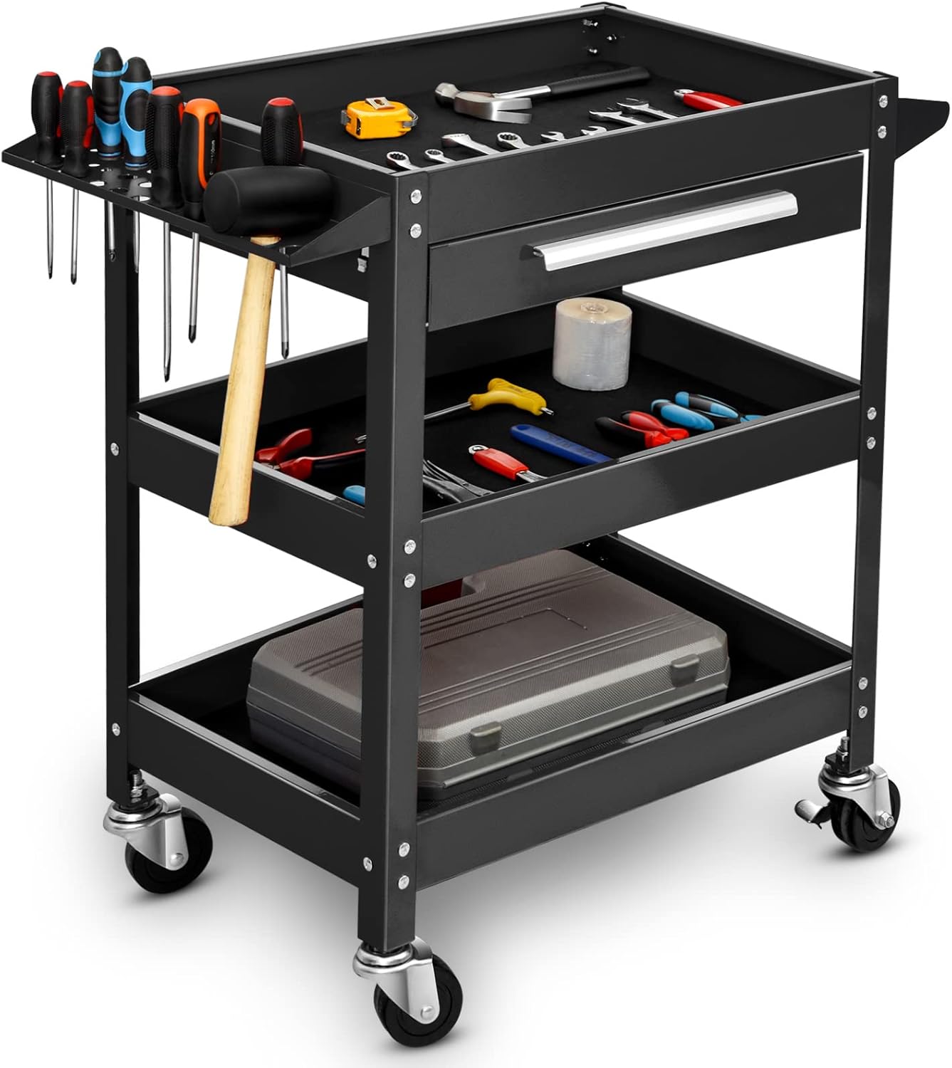 Amazon.com: ERGOMASTER 3 Tier Rolling Tool Cart, 330 LBS Capacity Industrial Service Cart, Heavy ...