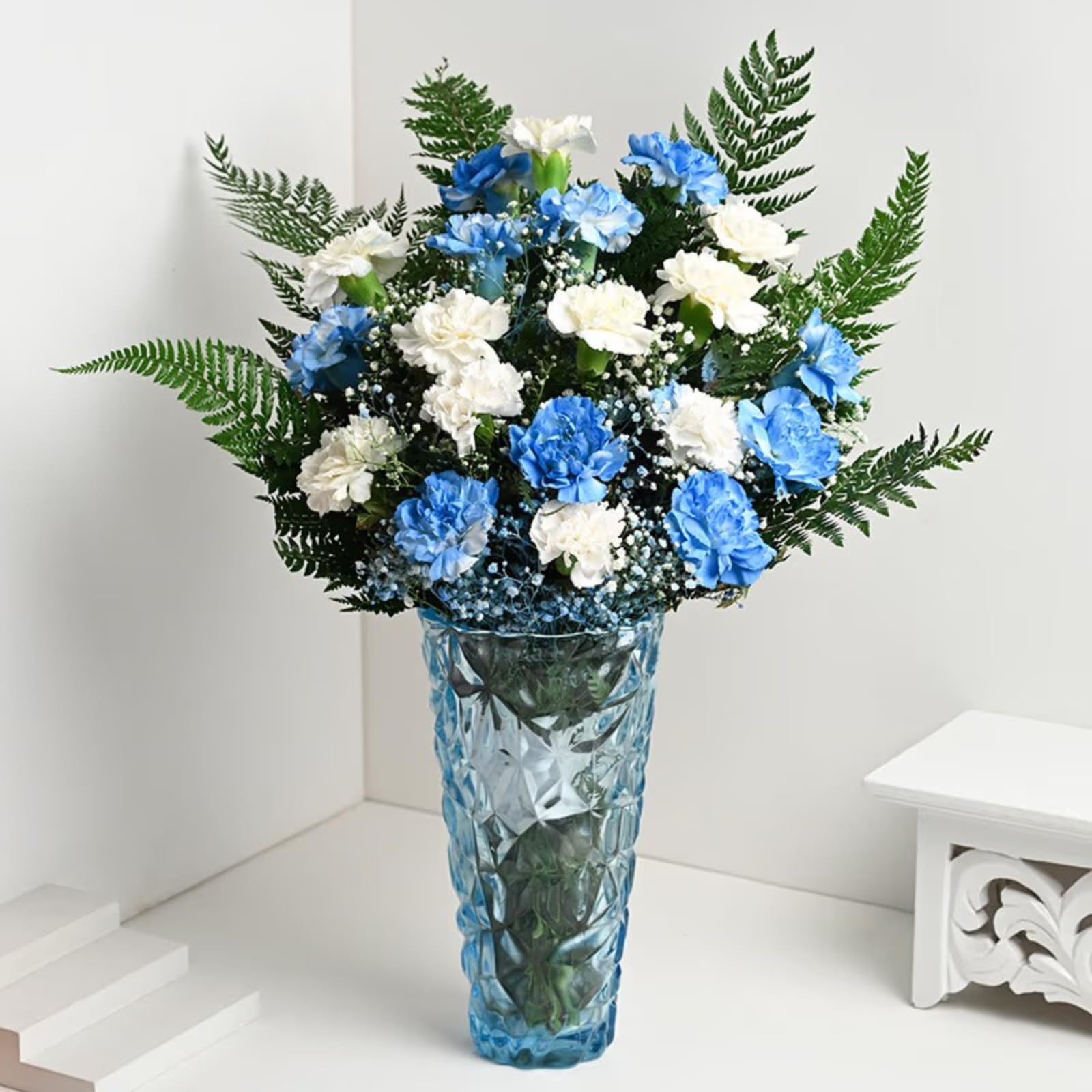 White And Blue Carnation Bouquet White Carnations: Emblem Of Pure