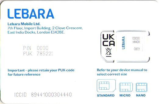 Lebara Mobile UK SIM Card (1000 Min UK+100Min India +3GB) This Will ...