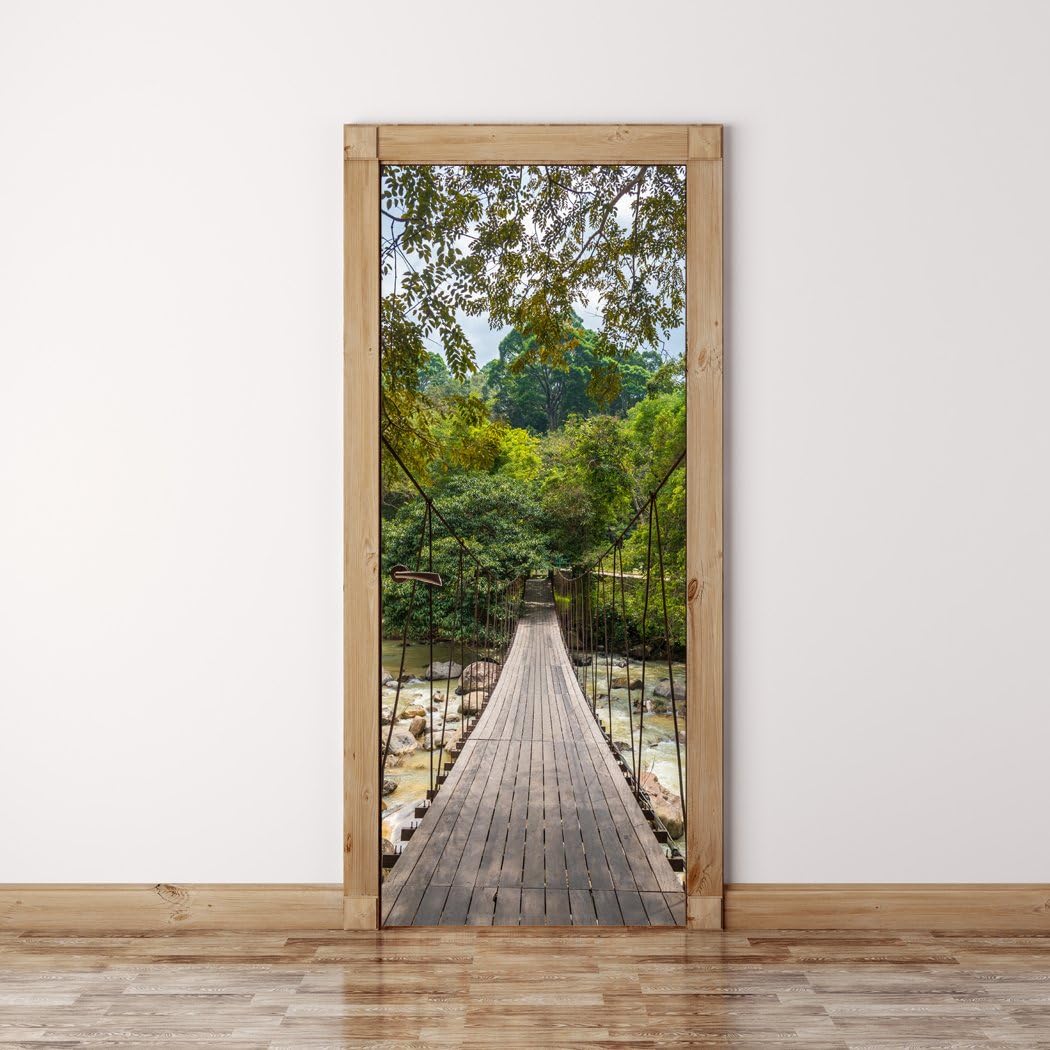 Amazon.com: RoyalWallSkins Door Mural Wall Sticker Rope Bridge Across ...