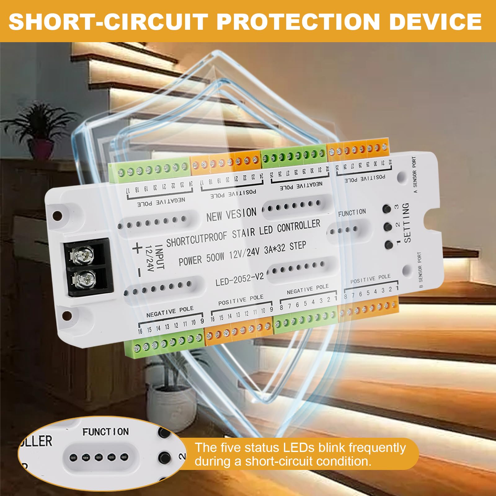 32 Channel Motion Sensor LED Stair Controller Automatic Ladder Step ...