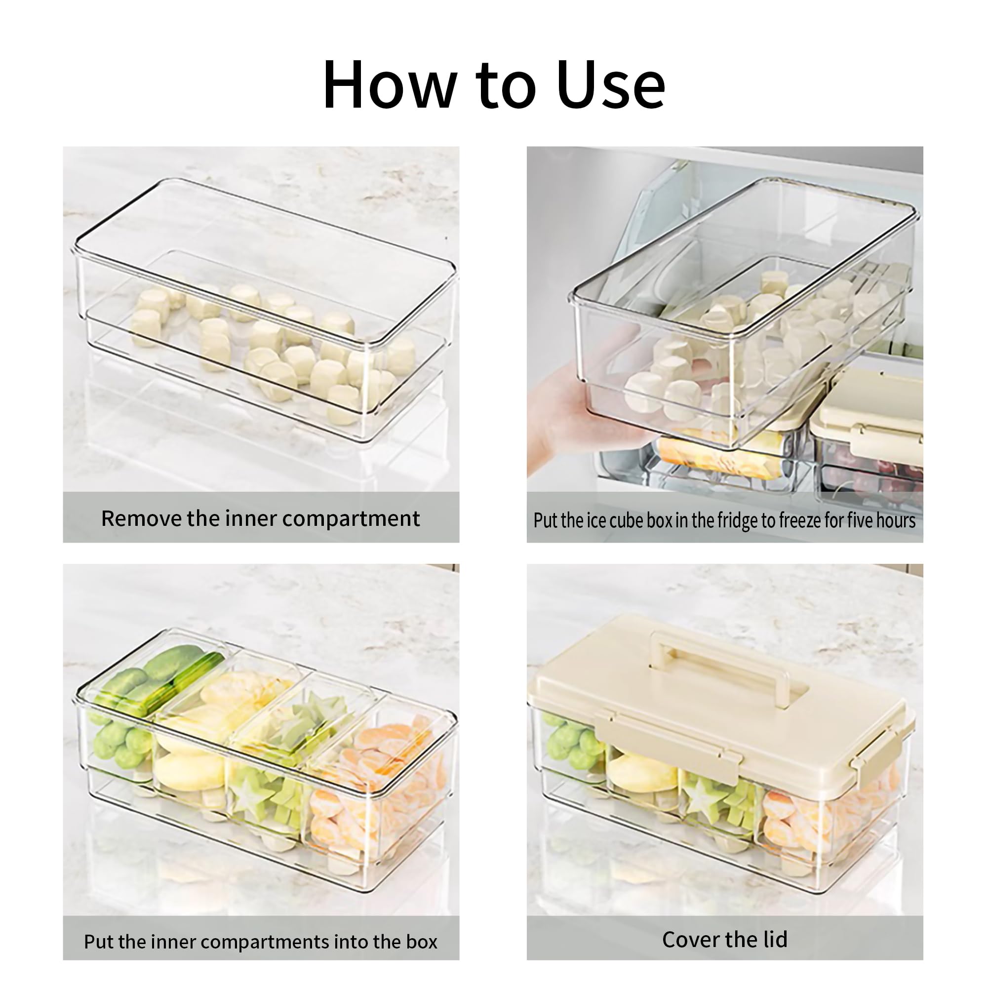 Chilled Condiment Server With Ice Chamber - 5-Compartment Clear Plastic ...