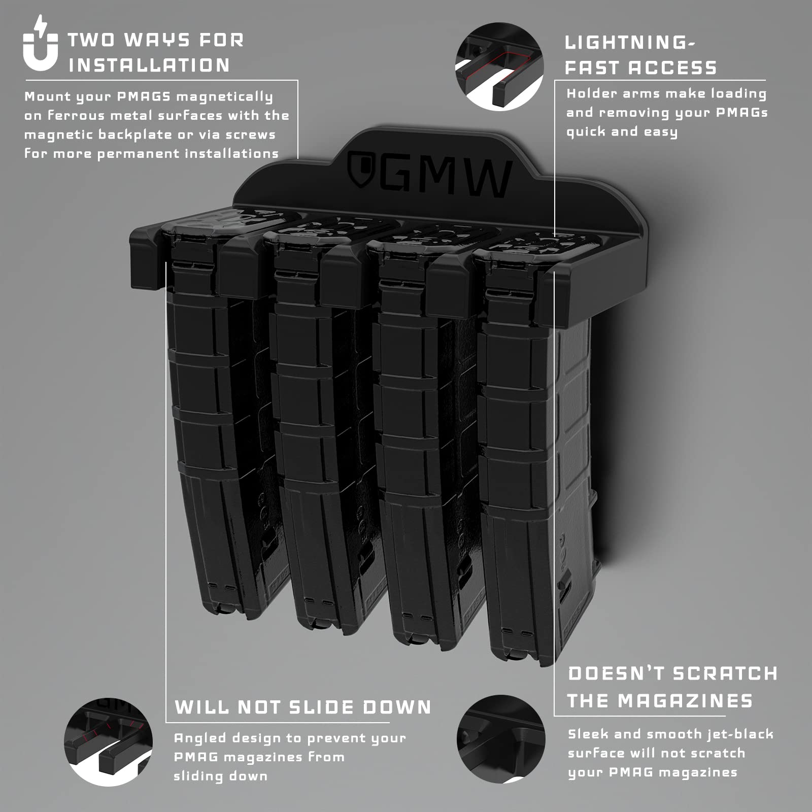 Snapklik.com : GMW 4 X Magnetic Wall Mount For Mag Wall Display AR ...