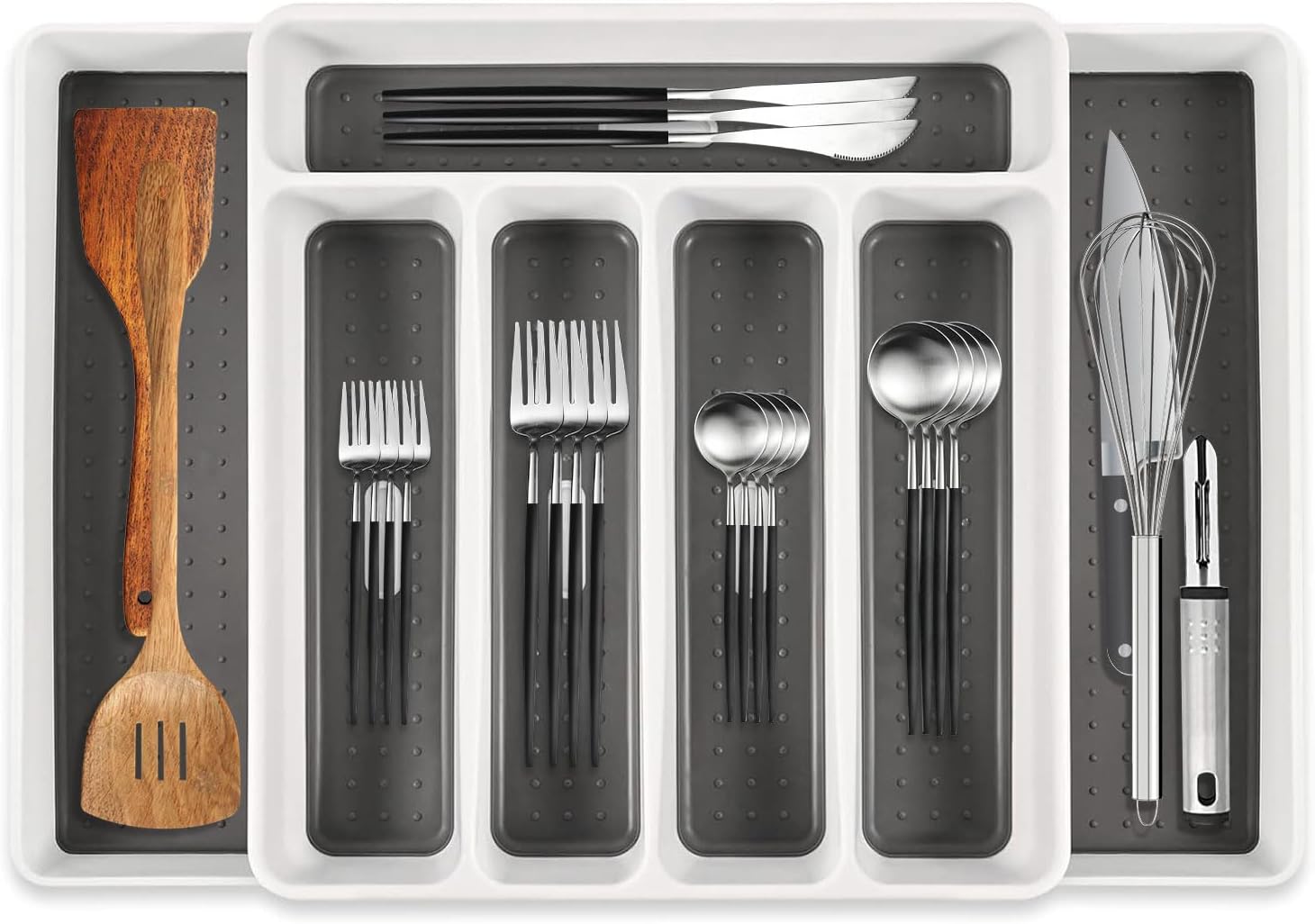 Organizador de Cubiertos, Bandeja para Cubiertos Extensible de 8 ...