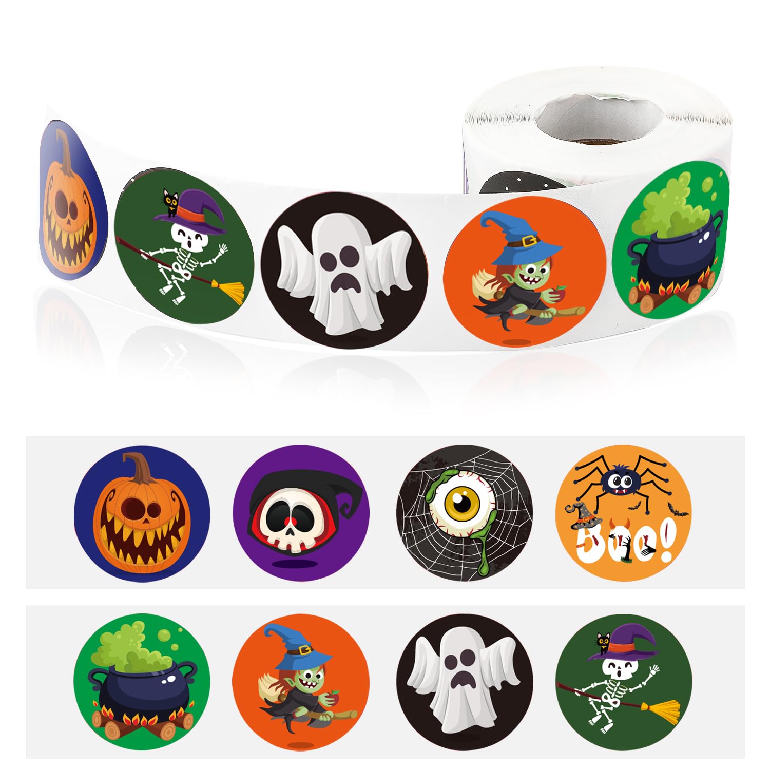 500pcs 1 Inch Halloween Stickers, 8 Colors and Designs Halloween Round ...