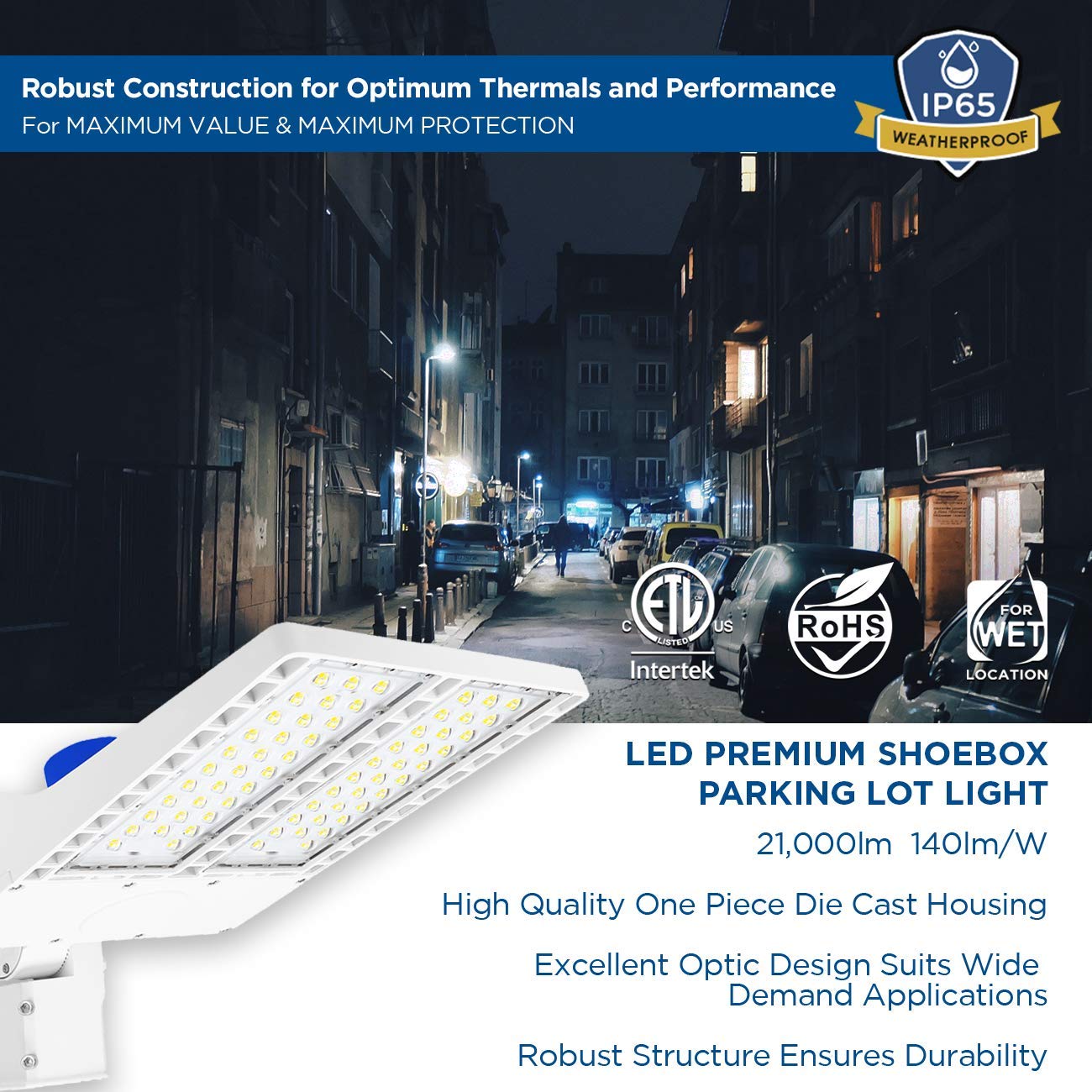 Snapklik.com : 150W LED Parking Lot Light - Adjustable Slip Fitter ...